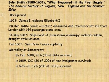 John Smith 15801631, What Happened till the First Supply, The General ...