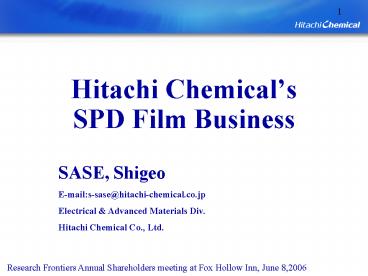 Hitachi Chemicals presentation | free to view