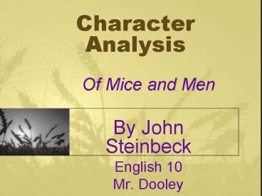 Character Analysis presentation | free to view