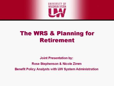 The WRS presentation | free to view
