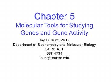 Molecular Tools for Studying presentation | free to download