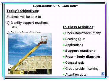 EQUILIBRIUM OF A RIGID BODY presentation | free to view