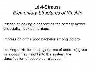 LviStrauss Elementary Structures of Kinship presentation | free to view