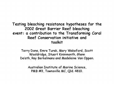 Terry Done, Emre Turak, Mary Wakeford, Scott Wooldridge, Stuart ...