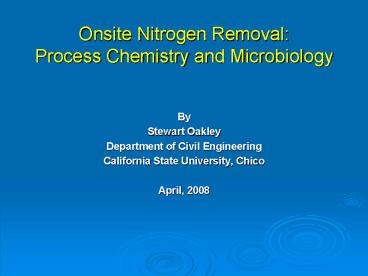 Onsite Nitrogen Removal: Process Chemistry and Microbiology ...