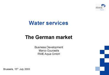 PPT – Water services PowerPoint presentation | free to view - id: 68aa7 ...
