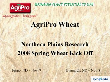 PPT – AgriPro Wheat PowerPoint presentation | free to view - id: 68d9f ...