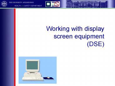 Working with display screen equipment DSE presentation | free to view