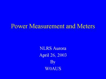PPT – Power Measurement and Meters PowerPoint presentation | free to ...