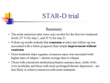 PPT – STARD trial PowerPoint presentation | free to view - id: 6b73d-ODBkM