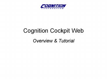 Cognition Cockpit Web presentation | free to view