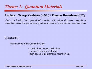 Theme 1: Quantum Materials presentation | free to view