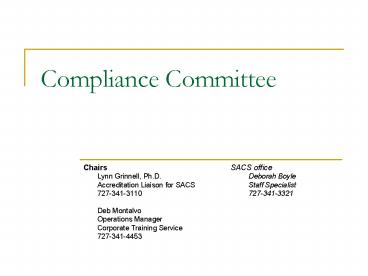 Compliance Committee presentation | free to view
