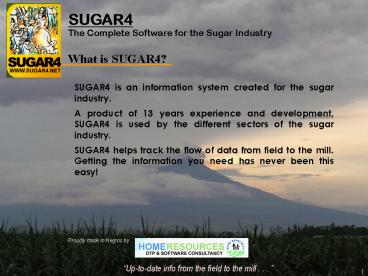 Sugar4 and the Sugar Industry presentation | free to view