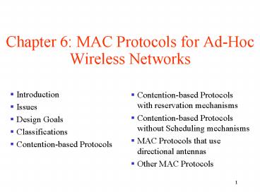 Chapter 6: MAC Protocols for Ad-Hoc Wireless Networks presentation ...