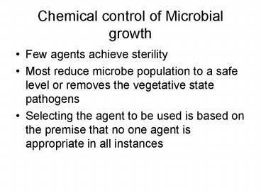 PPT – Chemical control of Microbial growth PowerPoint presentation ...