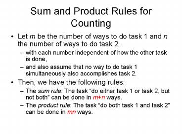 Sum and Product Rules for Counting presentation | free to view