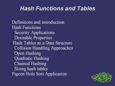 PPT – Hash Functions and Tables PowerPoint presentation | free to ...