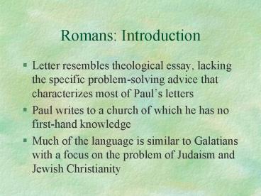 PPT – Romans: Introduction PowerPoint presentation | free to view - id ...