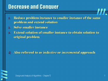 PPT – Decrease and Conquer PowerPoint presentation | free to download ...