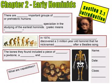 Chapter 2 Early Hominids presentation | free to view