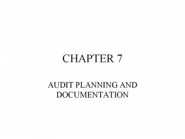 AUDIT PLANNING AND DOCUMENTATION presentation | free to download