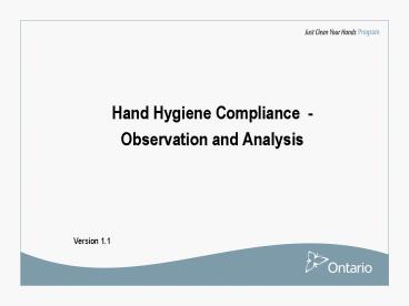 Hand Hygiene Compliance Observation and Analysis presentation | free to ...
