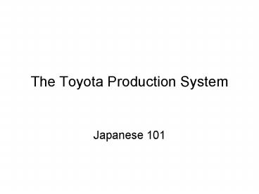 Toyota Production System Presentation PPT Jidoka PowerPoint