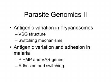 Parasite Genomics II presentation | free to view