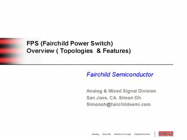 FPS Fairchild Power Switch Overview Topologies presentation | free to view