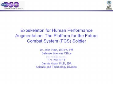Exoskeleton for Human Performance Augmentation: The Platform for the ...