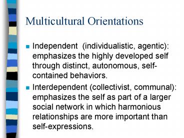 Multicultural Orientations presentation | free to view