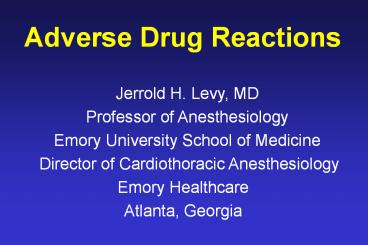 Adverse Drug Reactions presentation | free to download
