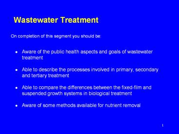 Wastewater Treatment presentation | free to view