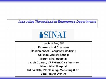 Improving Throughput in Emergency Departments presentation | free to view