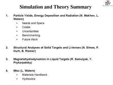 PPT – Simulation and Theory Summary PowerPoint presentation | free to ...
