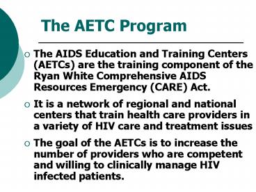 The AETC Program presentation | free to view