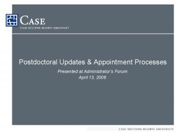 Postdoctoral Updates presentation | free to view