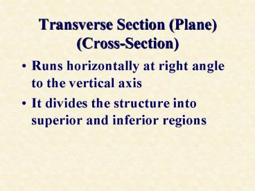 PPT – Transverse Section Plane CrossSection PowerPoint presentation ...