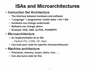 ISAs and Microarchitectures presentation | free to download