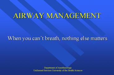 AIRWAY MANAGEMENT presentation | free to view