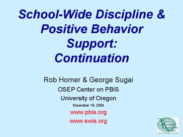 SchoolWide Discipline presentation | free to view