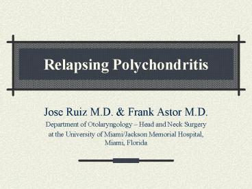 Relapsing Polychondritis presentation | free to view
