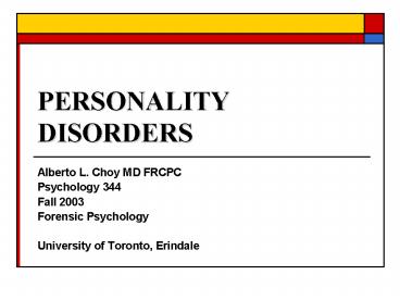 PPT – PERSONALITY DISORDERS PowerPoint presentation | free to download ...