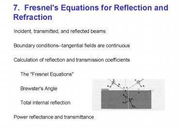 7' Fresnel's Equations for Reflection and Refraction presentation ...