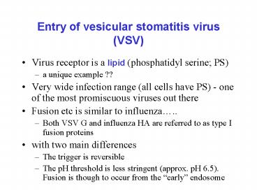 Entry of vesicular stomatitis virus VSV presentation | free to view