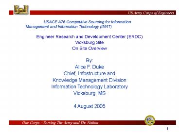 Engineer Research and Development Center ERDC presentation | free to view