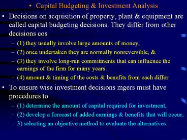 PPT – Capital Budgeting PowerPoint presentation | free to download - id ...