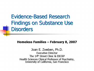EvidenceBased Research Findings on Substance Use Disorders presentation ...