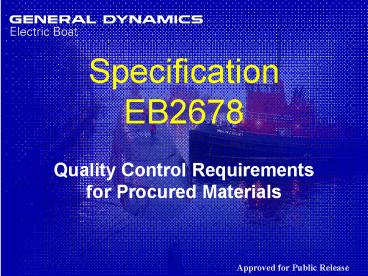 Specification EB2678 presentation | free to view